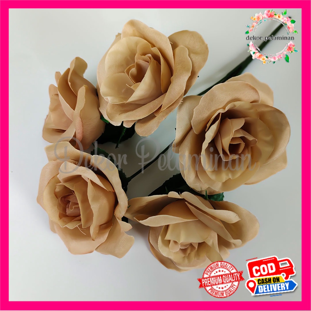 Jual BUNGA MAWAR ROSE TANGKAI 5 MURAH ARTIFICIAL - MAWAR PLASTIK ROSE ...