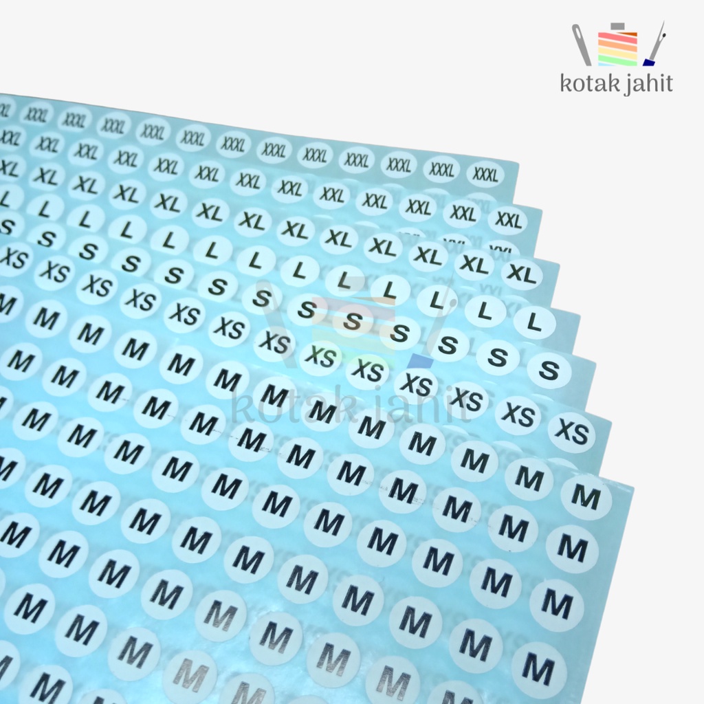 Jual label size tempel per 1 lembar ukuran XS S M L XL XXL stiker bulat ...