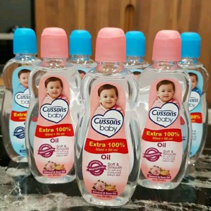 Jual Cussons Baby Oil 200ml | 100ml | Extra 100% 50+50 ml Mild & Gentle ...