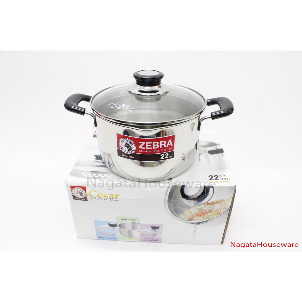 Jual Panci Saus Stainless Steel Sauce Pot 22Cm Glass Lid Cesar Zebra ...