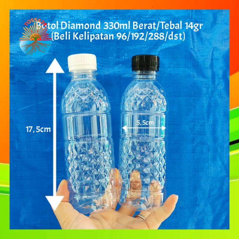 Jual Botol Plastik Tebal Diamond 330ml (Harus 96pcs) Botol Aqua ...