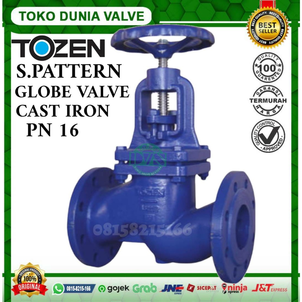 Jual TOZEN S-PATTERN DN50 2 INCHI PN16 CAST IRON GLOBE VALVE | Shopee ...