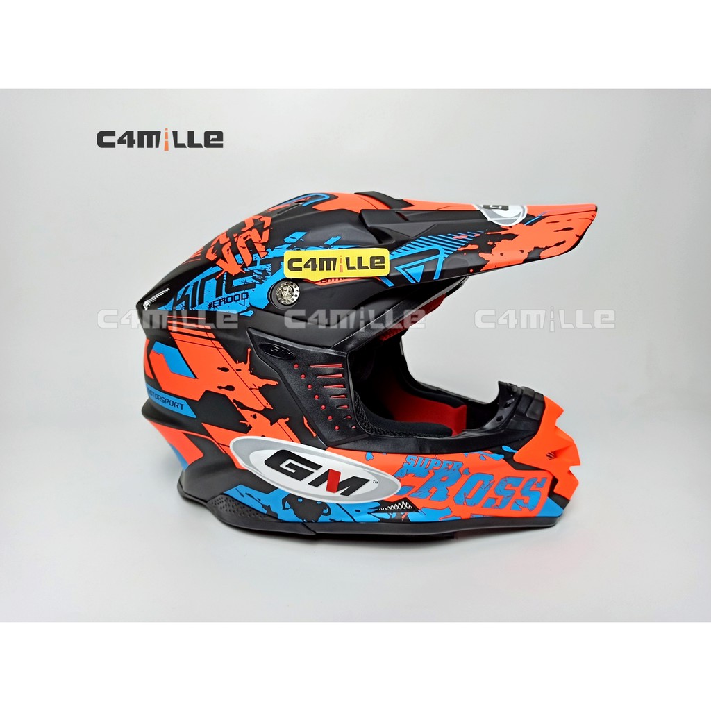 Jual HELM GM SUPER CROSS KINETIC ORANGE FLUO DOFF TRAIL FULL FACE ...