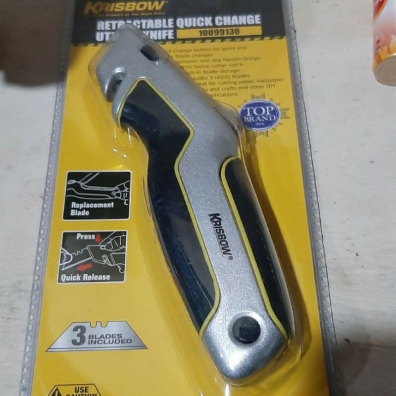 Jual Krisbow Retractable Quick Change Utility Knife Pisau Cutter Carter ...