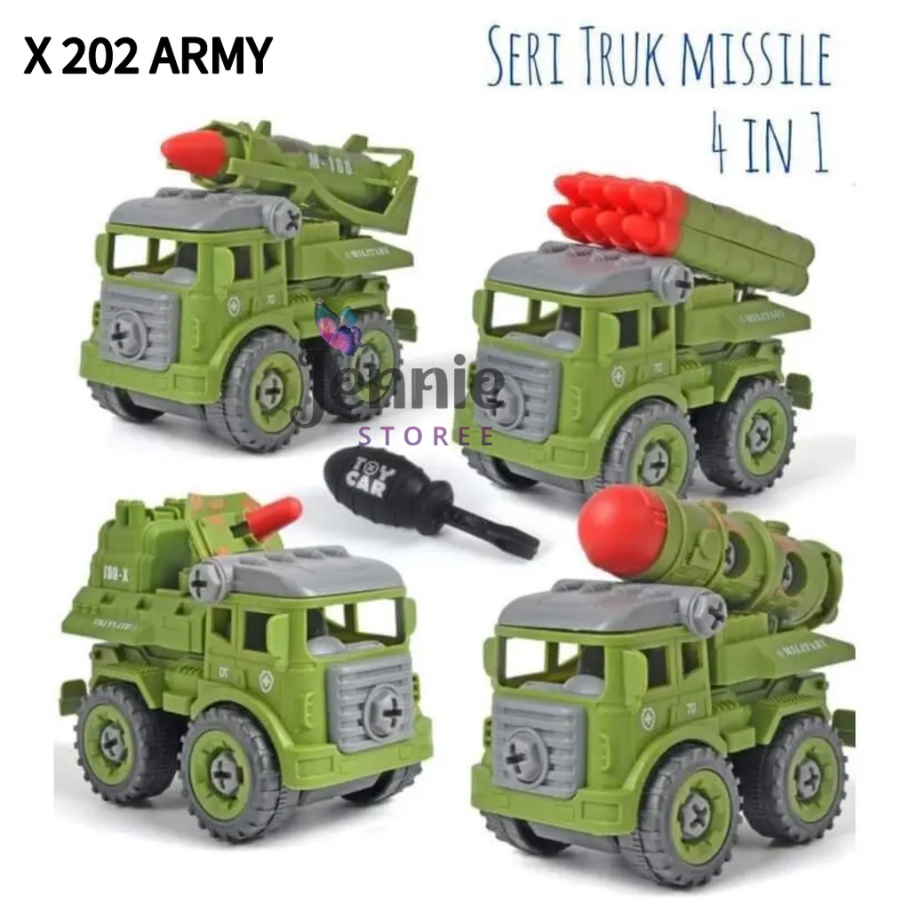 Jual Maian Edukatif Mobil Tentara Military Engineering DIY X202 ARMY Mainan Mobil Bongkar Pasang ...
