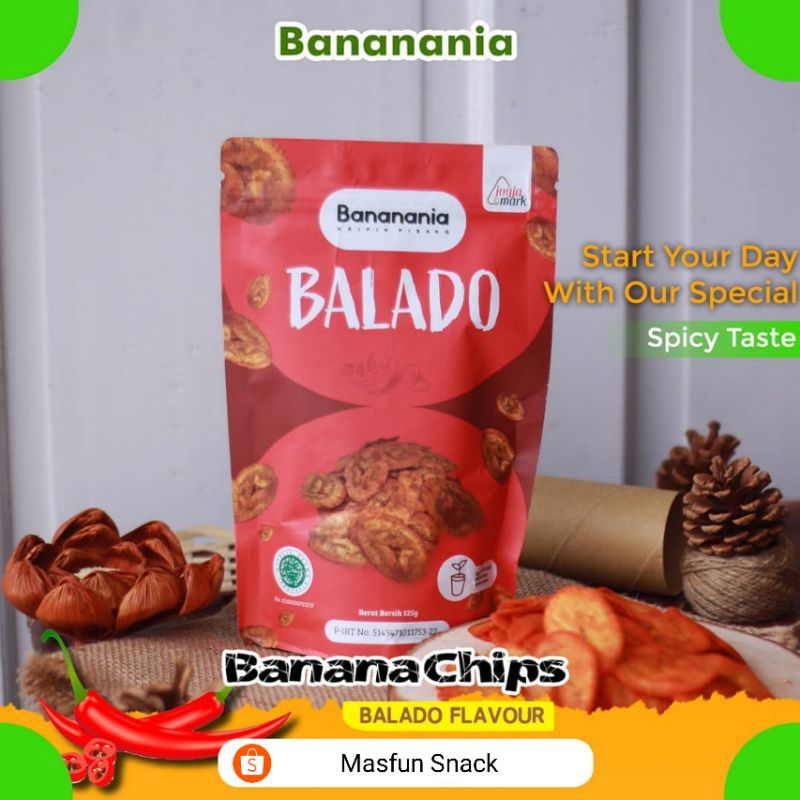 Jual Bananania Keripik Pisang Balado Banana Chips 125 gr - Cemilan ...