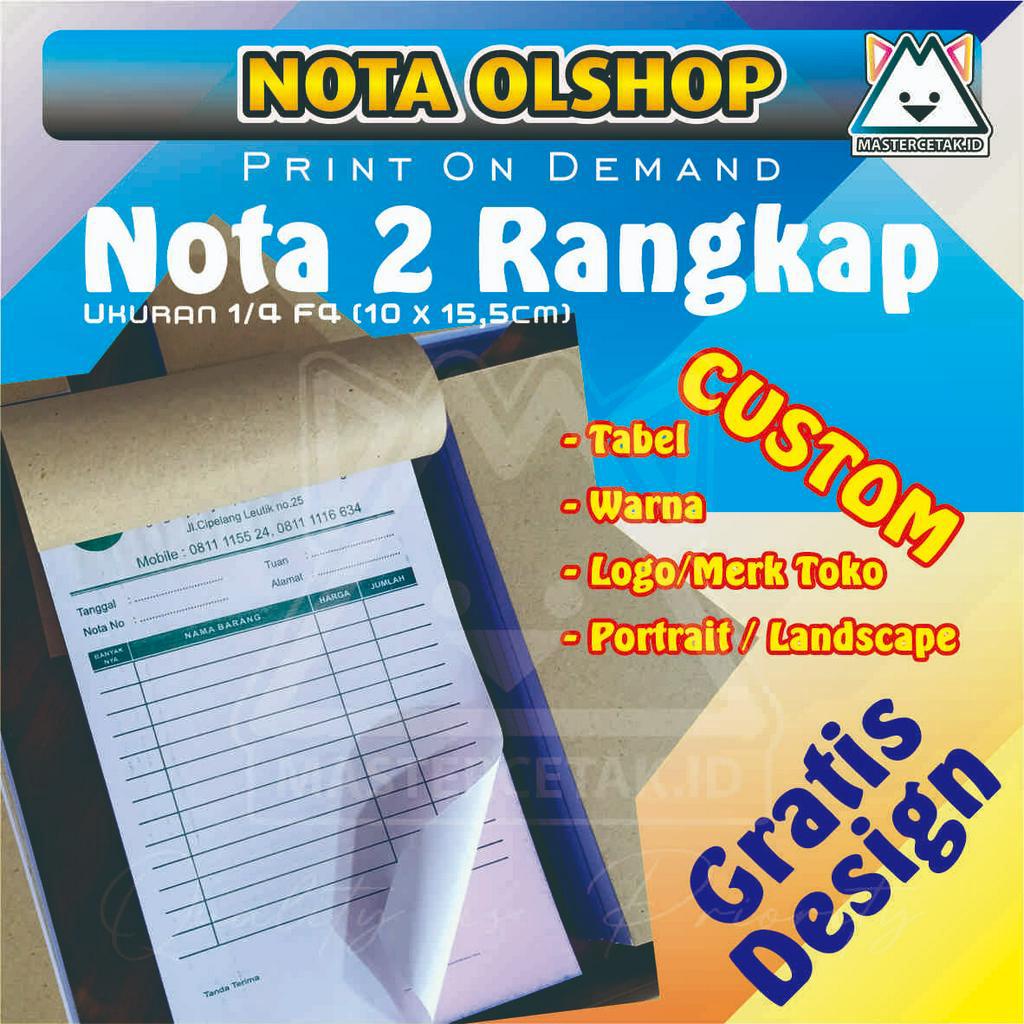 Jual Nota 2 Rangkap ukuran 1/4 F4 Custom | Olshop, Laundry, UMKM ...