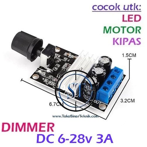 Jual Dimmer DC 6-28v 3A LED Motor Speed Controller PWM Ultra Switch ...