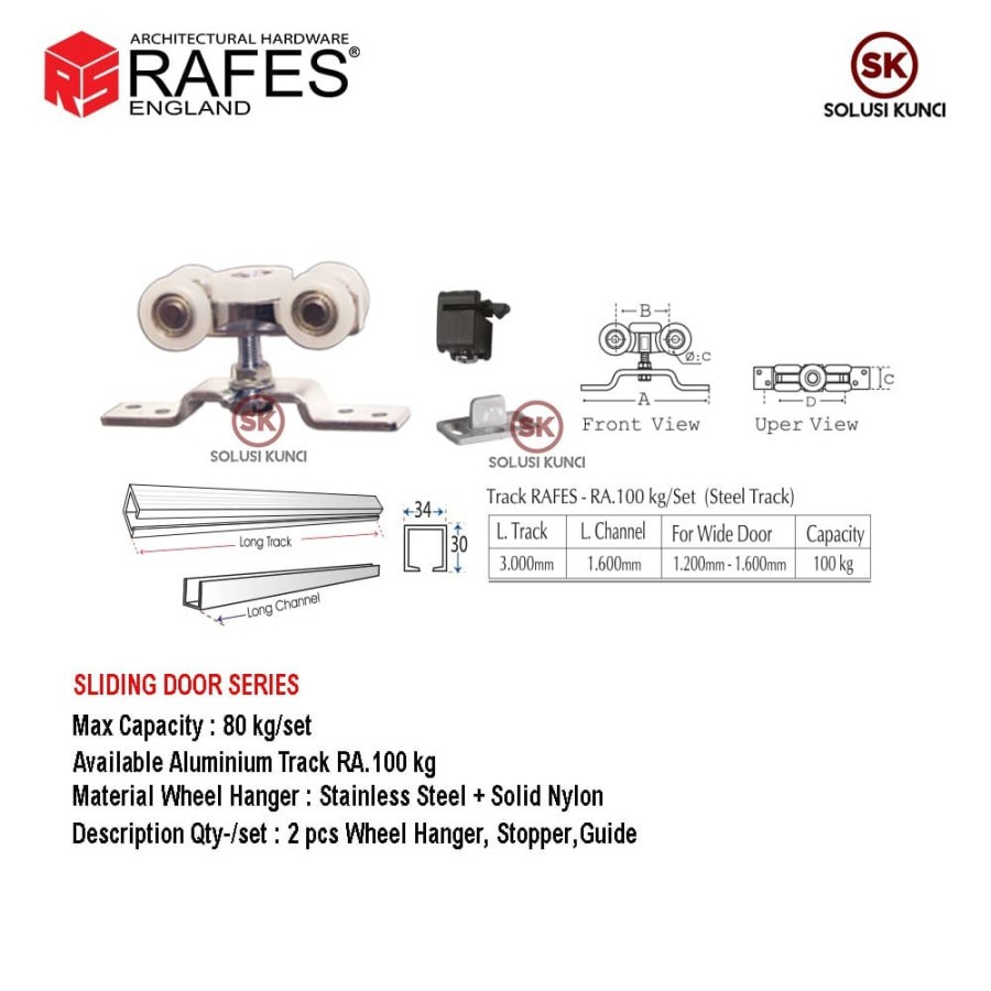 Jual PAKET Rel Pintu Sliding 80 KG RAFES England / Rel 3 Meter | Shopee ...