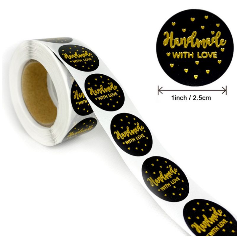 Jual Sticker Handmade With Love Black Gold Hitam Emas Stiker Makanan ...