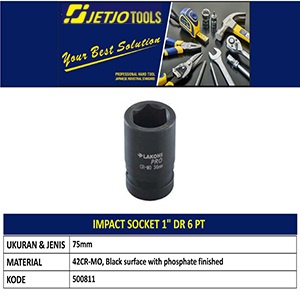 Jual Impact Socket 75mm JETJO TOOLS 500811 / 1" Impact Sockets DR 6 PT ...