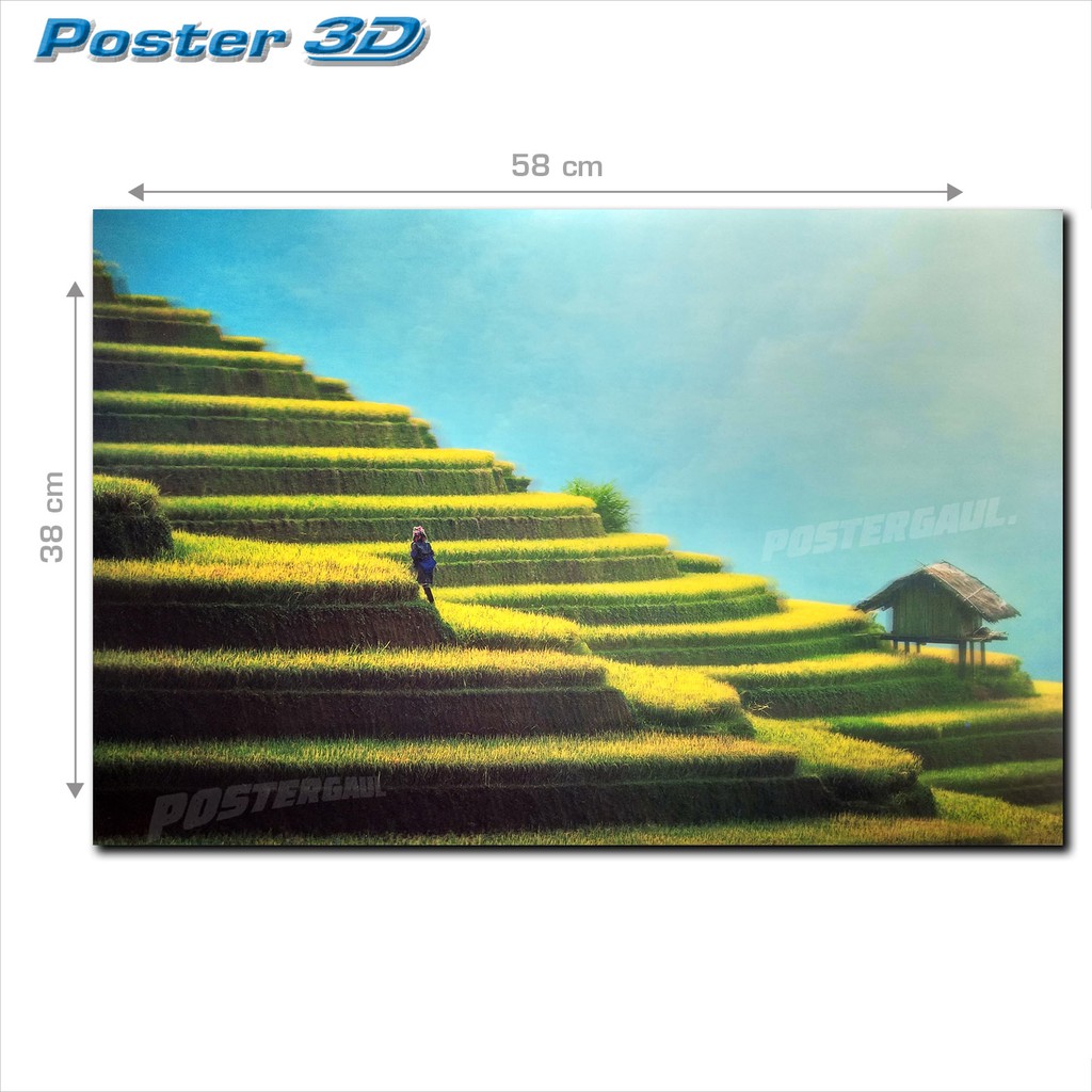 Jual Poster 3D: MENDAKI LERENG HIJAU #3D235 - ukuran 38 x 58 cm ...