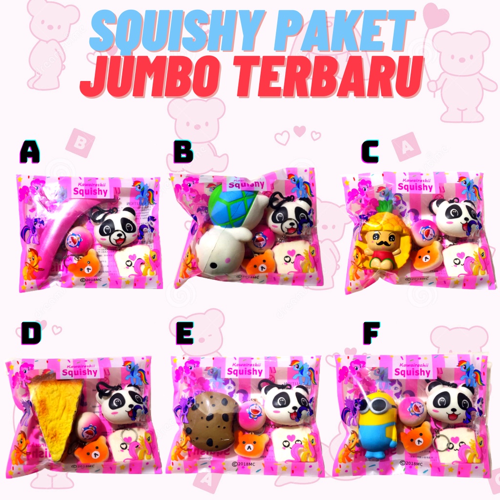 Jual MAINAN ANAK SQUISHY JUMBO MEDIUM MINI PAKET 5 DENGAN MODEL TERBARU ...