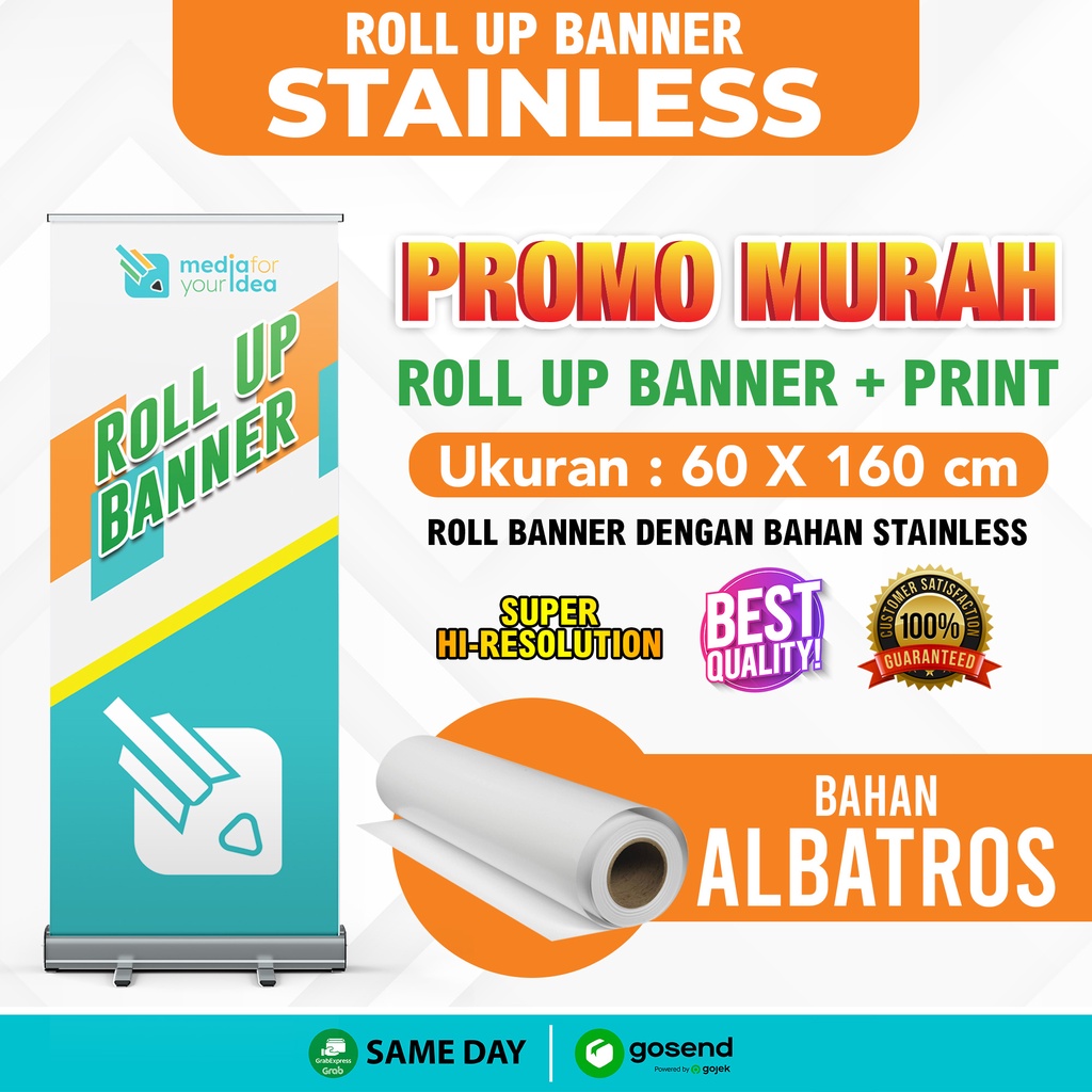 Jual Roll Up Banner 60 X 160 cm + Print RANGKA STAINLESS | Shopee Indonesia