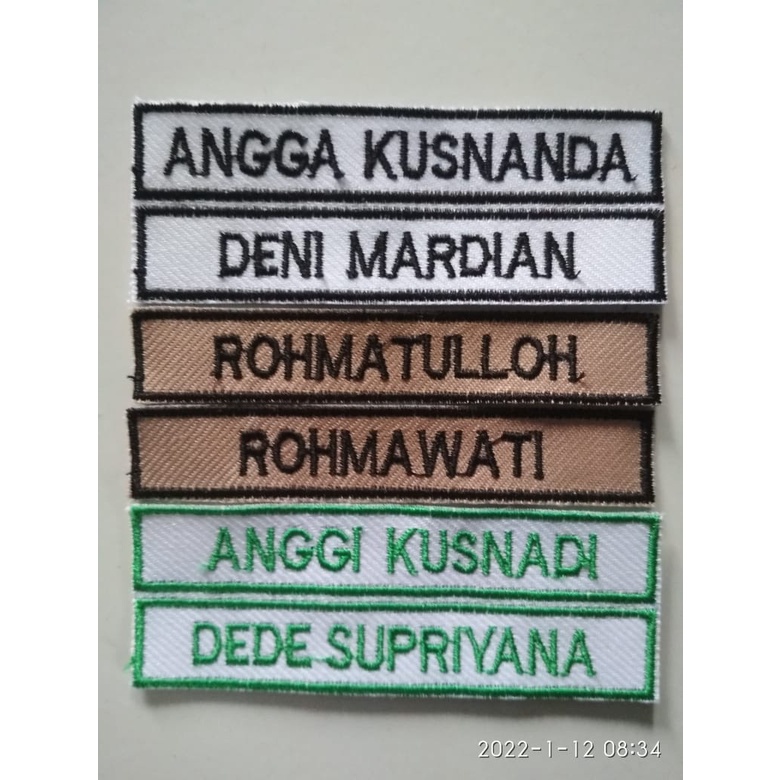 Jual Bordir Nama Seragam Sekolah, Bordir Bet Nama/NameTag/Papan Nama ...