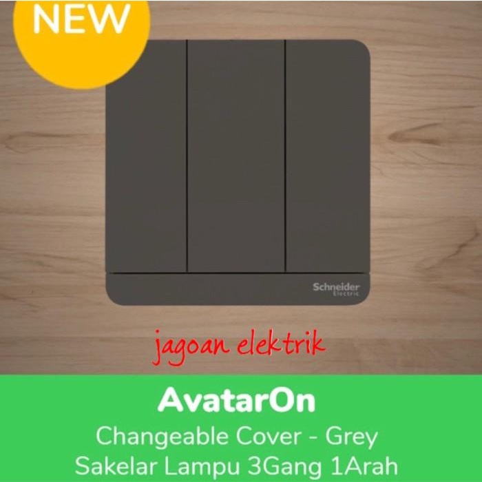 Jual Saklar Saklar 3 Gang 1 Arah Avatar On Hitam Schneider E8333L1Led ...