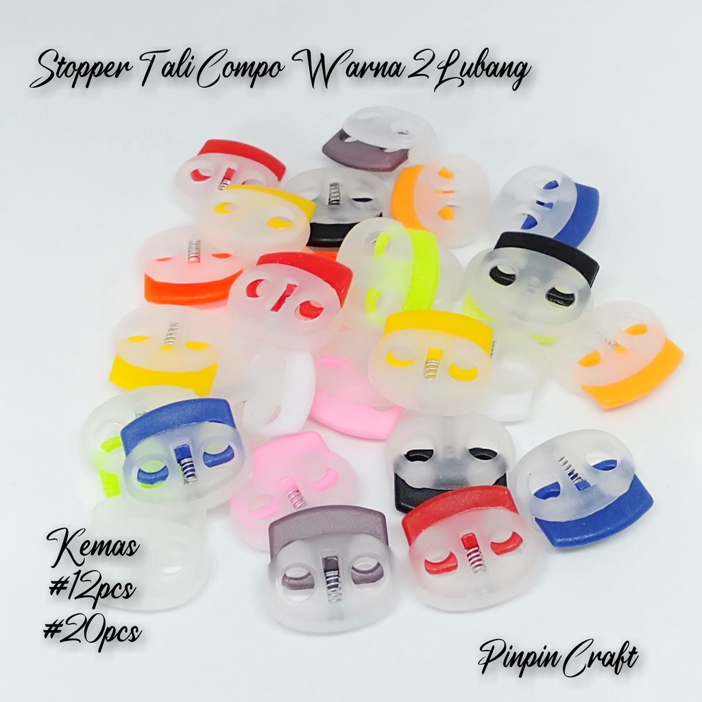 Jual Stopper Tali Botol Compo Warna Plastik 2 Lubang Kemas 12pcs Dan ...