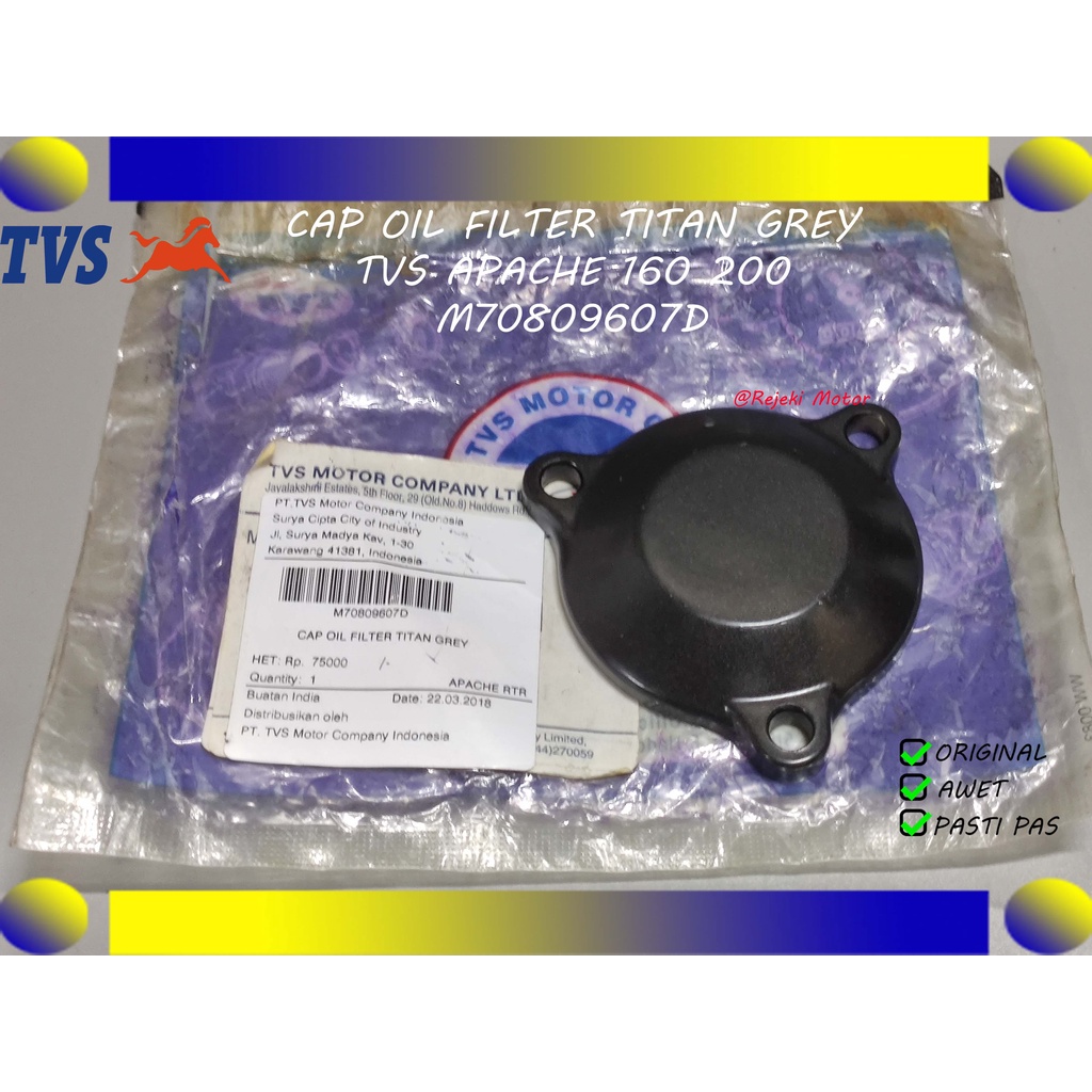 Jual CAP OIL FILTER TITAN GREY TVS APACHE 160 200 M70809607D | Shopee ...