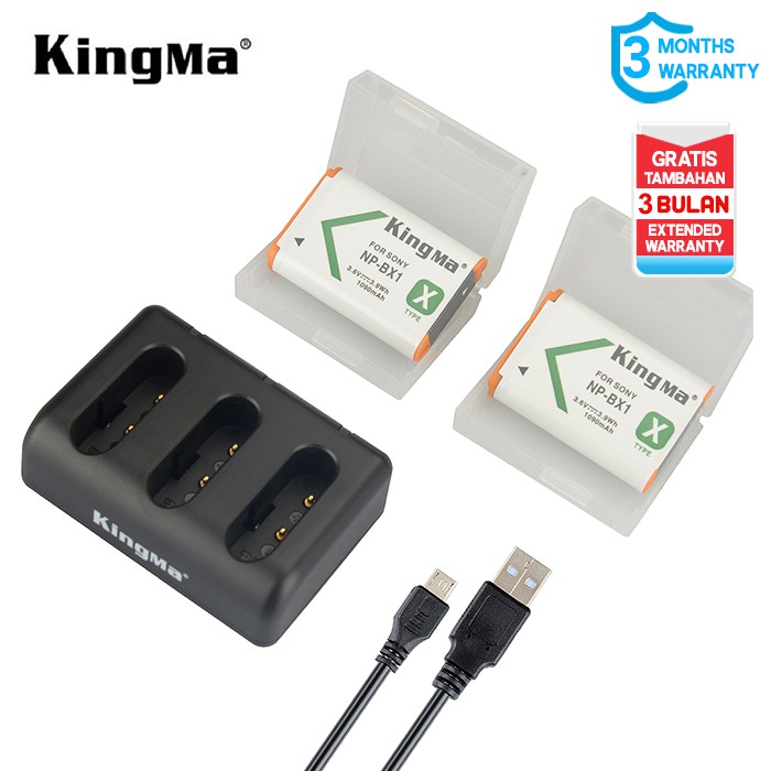 Jual KINGMA Battery Sony NP-BX1 2-Pack with Triple Charger - Non Lcd Display | Shopee Indonesia