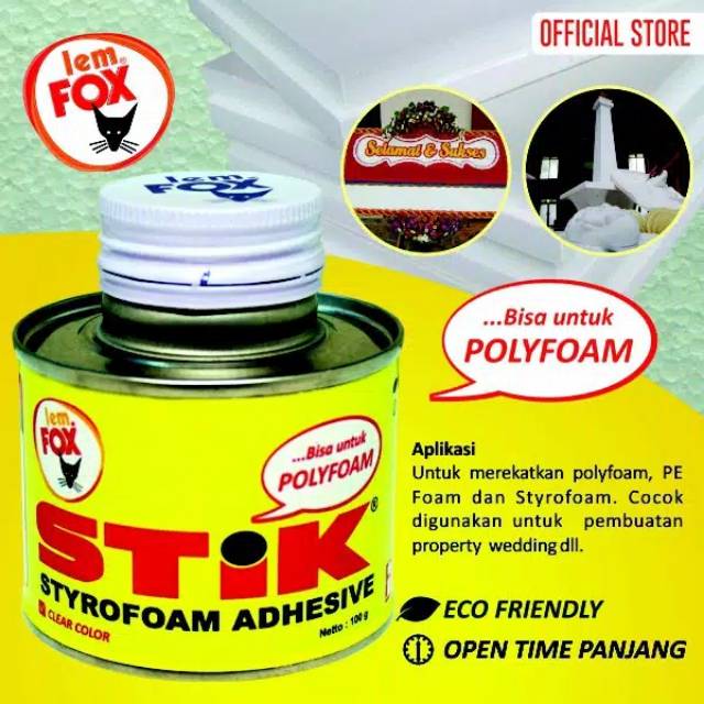 Jual Lem Fox / Lem Fox Stik Styrofoam kaleng 100gr | Shopee Indonesia