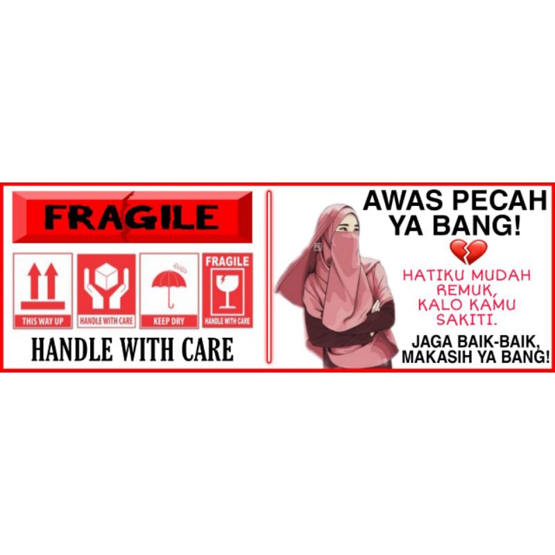 Jual STIKER FRAGILE UNIK 10x3,5 cm/ FRAGILE AWAS PECAH/ FRAGILE KEREN ...