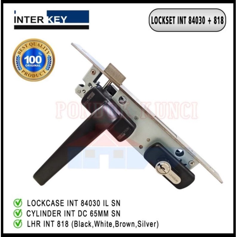 Jual Kunci Pintu Satu Set Handle Set Pintu Swing (INTERKEY 818 + BODY ...