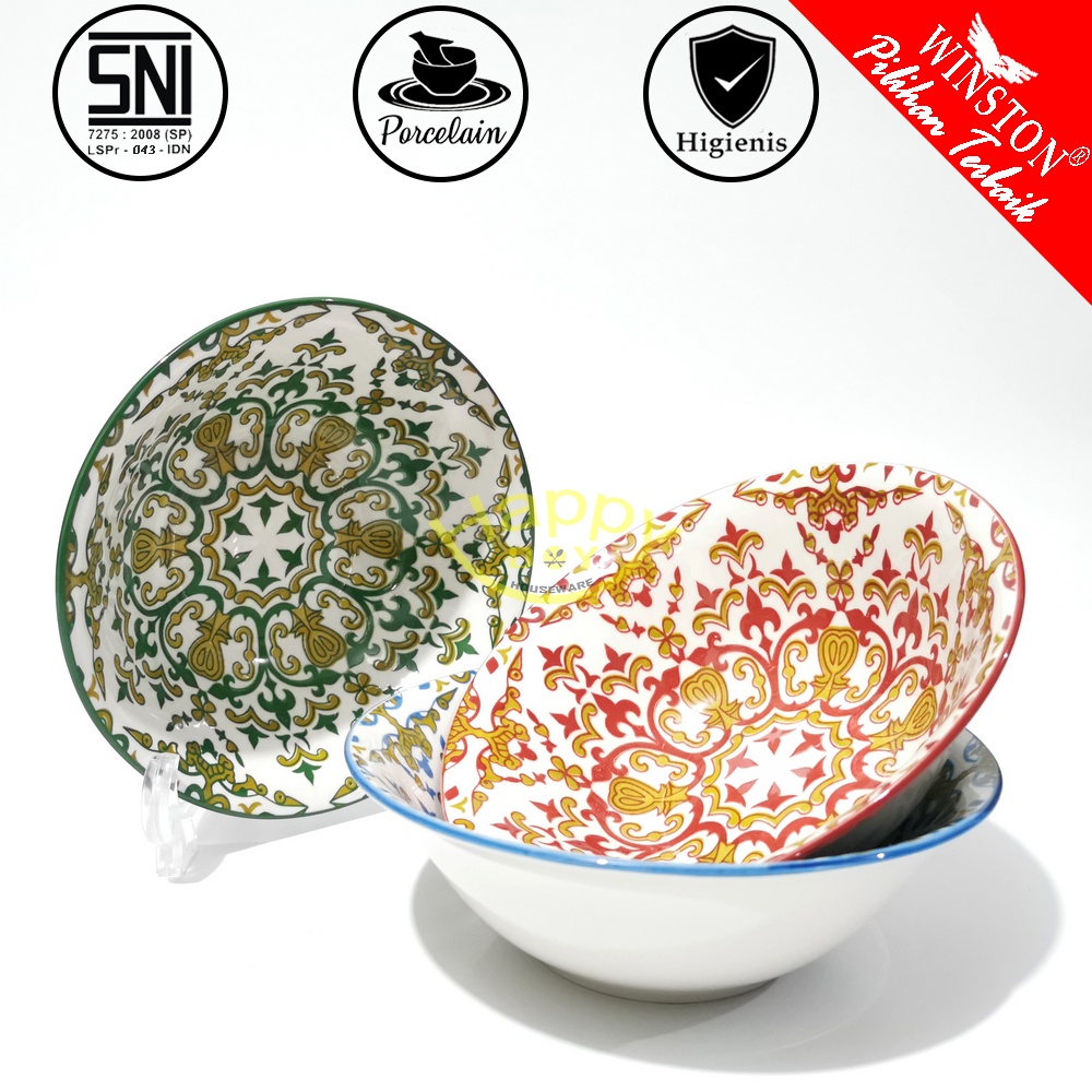 Jual WINSTON MANGKOK/MANGKUK KERAMIK/PORCELAIN 7IN MOTIF BATIK WARNA ...