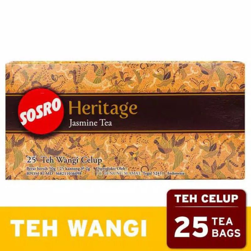 Jual TEH CELUP SOSRO HERITAGE jasmine Tea - 25 bags | Shopee Indonesia