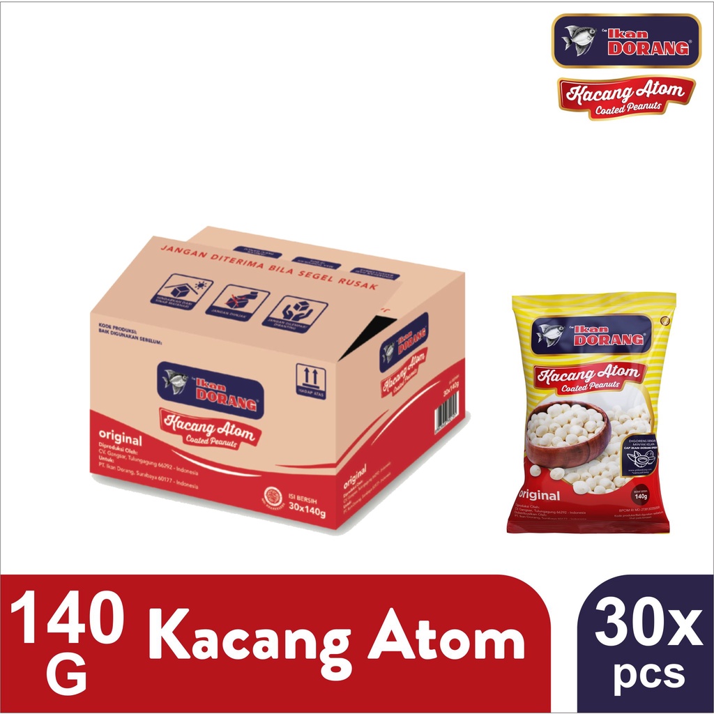 Jual Ikan Dorang - Kacang Atom 140 gr (Original) - Multipack 30 pcs / 1 ...