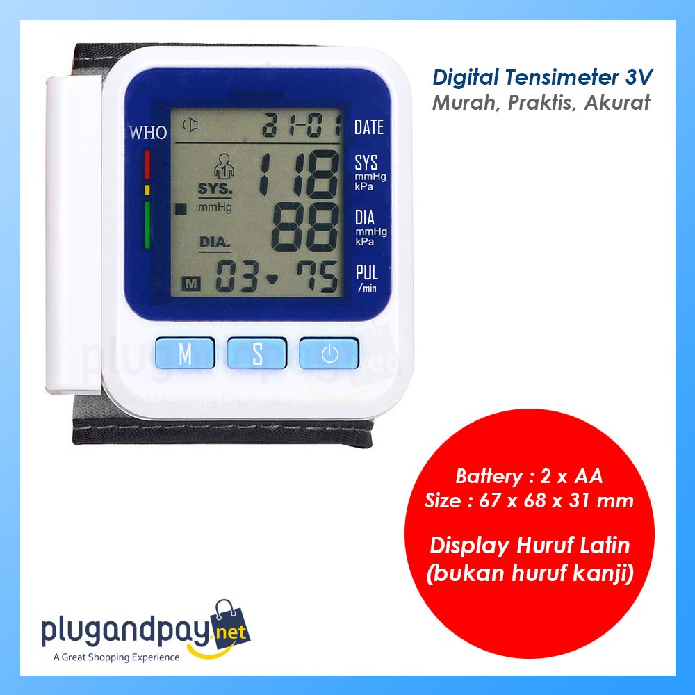 Jual Pengukur Tekanan Darah 3V Tensimeter Tensi Meter Digital - plugandpay | Shopee Indonesia