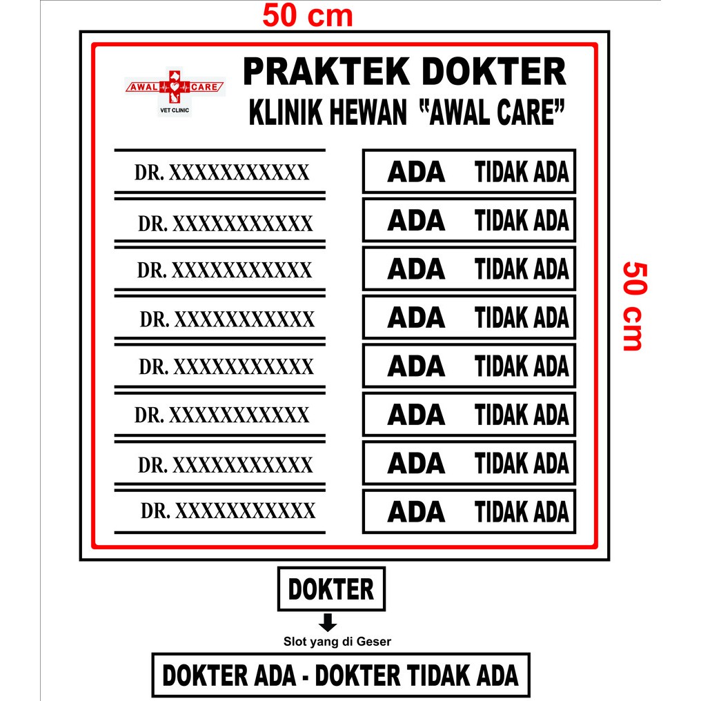 Jual Acrylic Papan Dokter/Bidan Custom sign Board/sign Label Acrylic ...