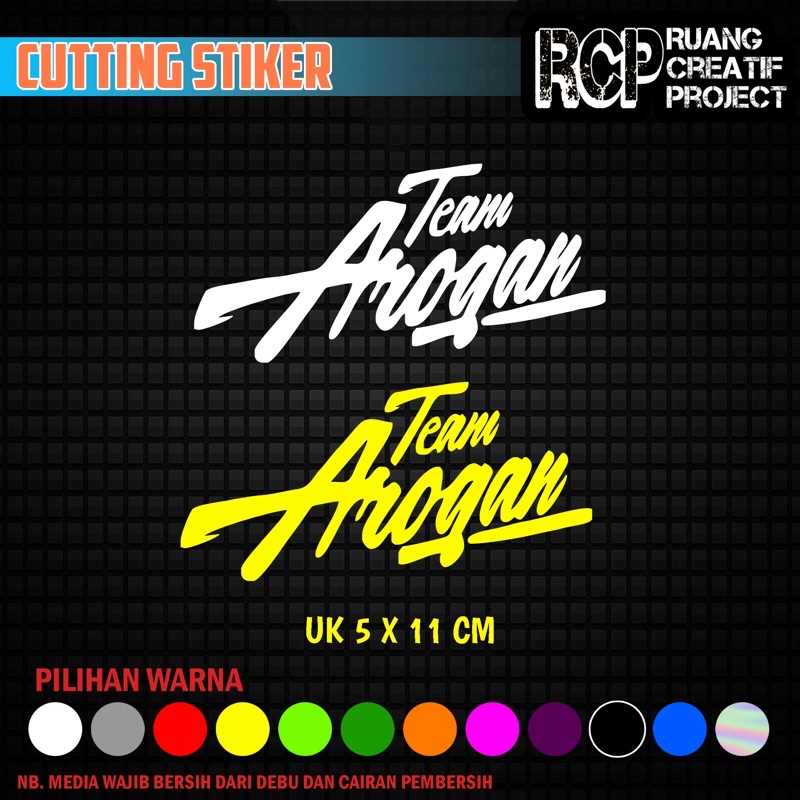 Jual cutting Stiker TEAM AROGAN / cutting scotlite / stiker hologram ...