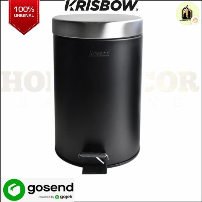 Jual Krisbow 12 Ltr Tempat Sampah Softclose Bulat - Hitam - pedal bin blk | Shopee Indonesia