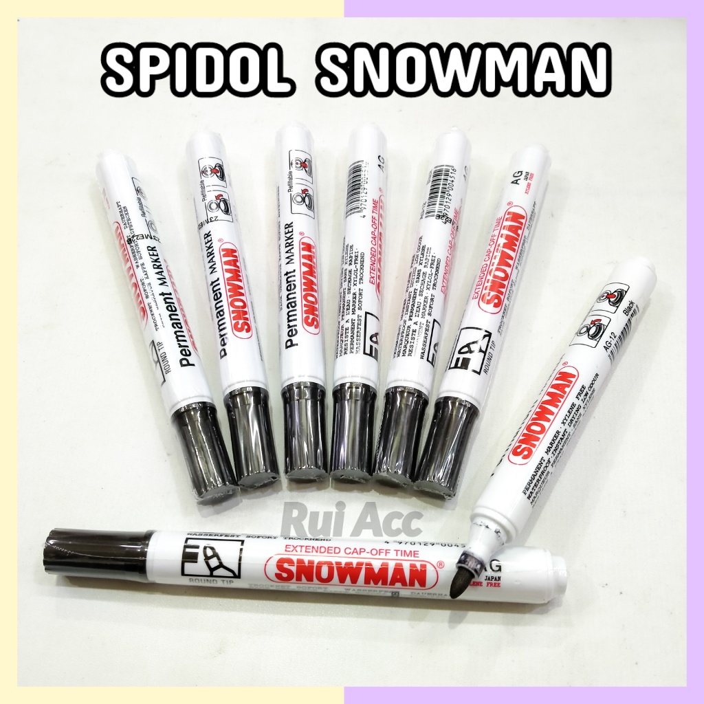 Jual Spidol Hitam Snowman Permanen Permanent | Shopee Indonesia