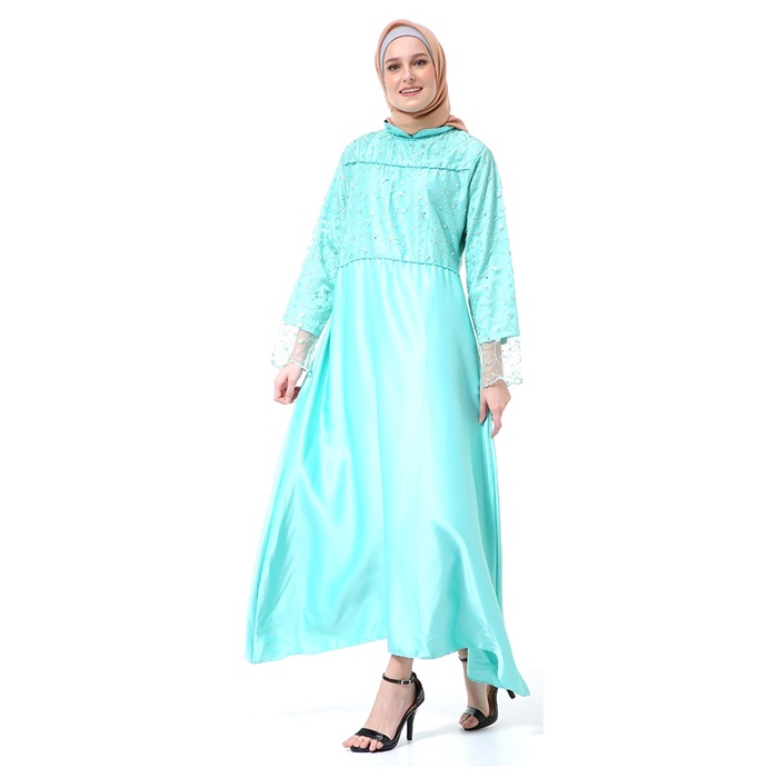 Jual Erica Gamis Dress Muslimah Lengan Panjang Aksen Mutiara Fashion ...