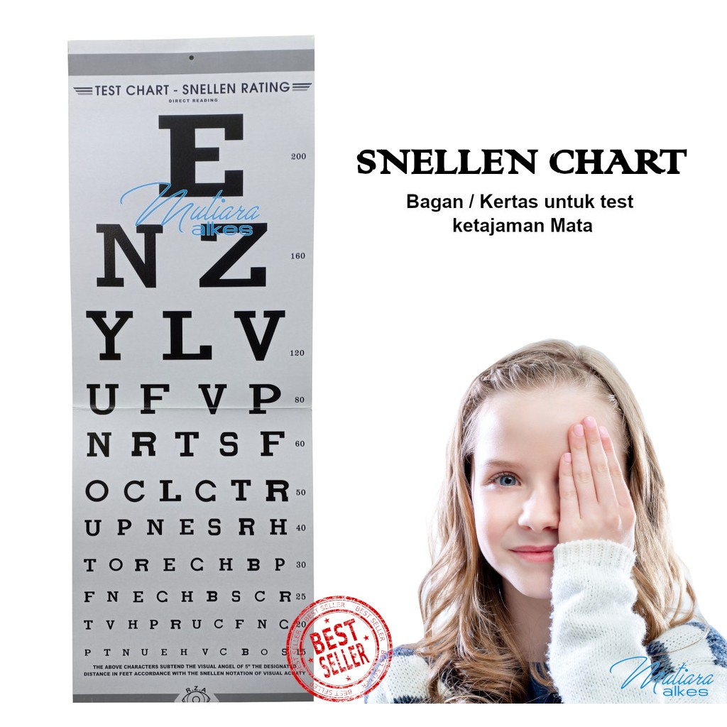 Jual (MUTIARA ALKES) Snellen Chart / Bagan Test Ketajaman Mata / Kertas ...