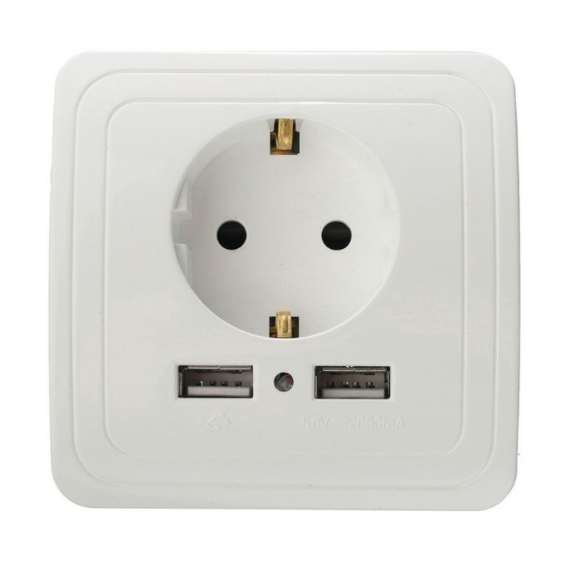 Jual Stop Kontak Dinding dengan 2 USB Port | Shopee Indonesia