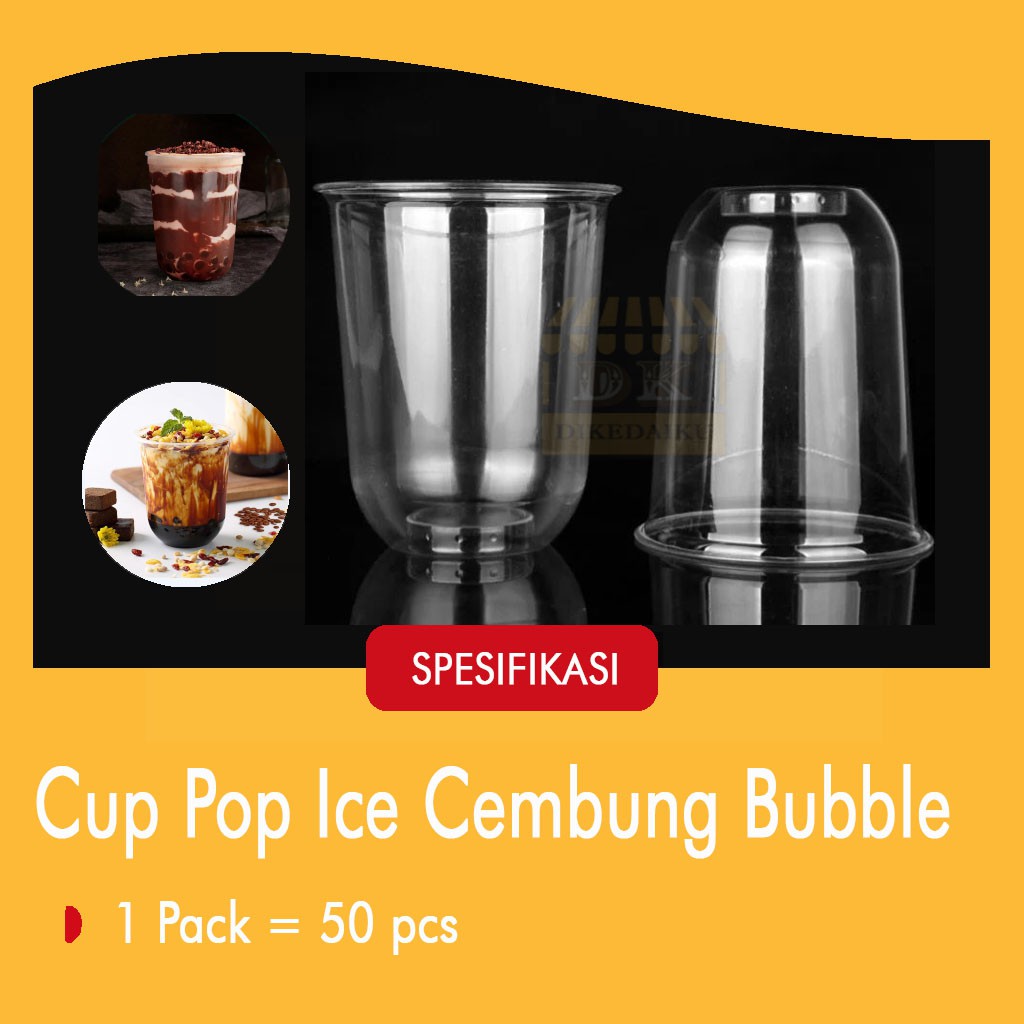 Jual Gelas cup / CUP POP ICE BUBBLE BOBA BULAT bening polos / GELAS ...