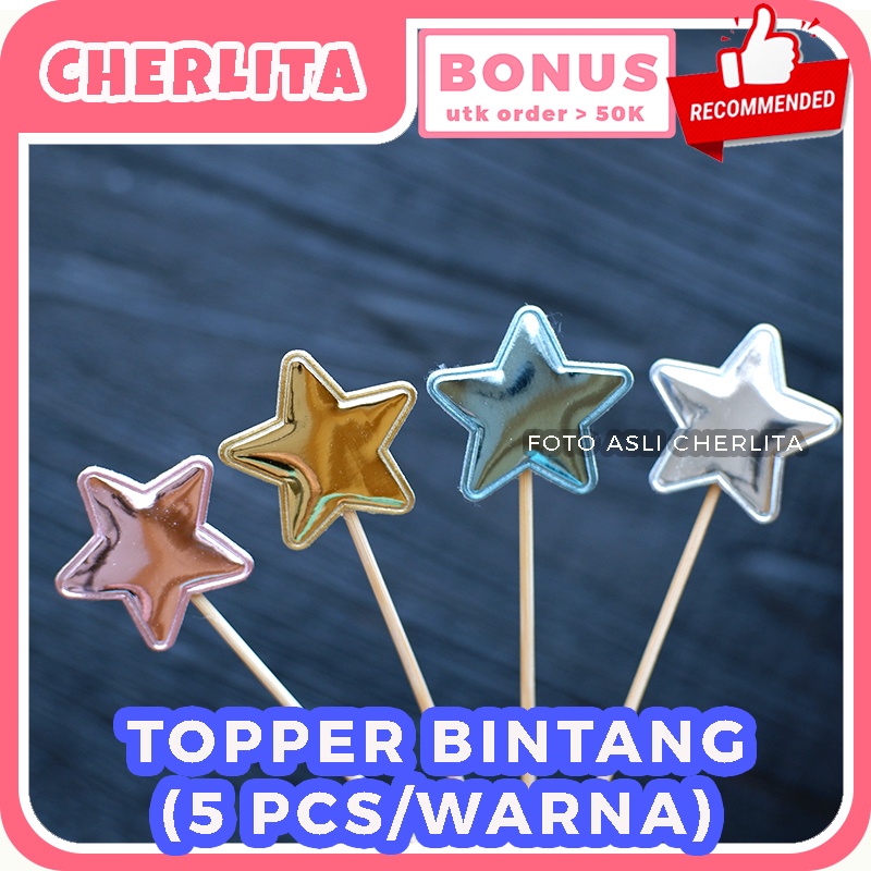 Jual Topper Bintang Emas Tusukan Kue Cake Topper Star 5 pcs | Shopee Indonesia