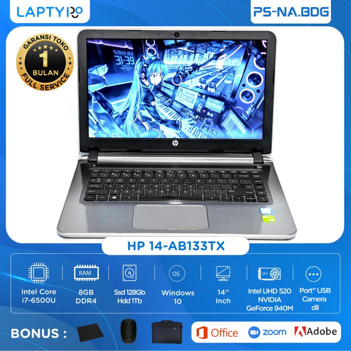 Jual Laptop HP 14-AB133TX Intel Core i7 gen 6 Ram 8Gb Ssd 128Gb Hdd 1Tb ...