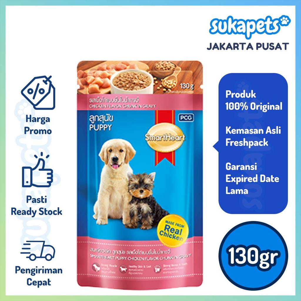 Jual SmartHeart Dog Puppy Chicken Chunk Makanan Anjing 130gr | Shopee ...