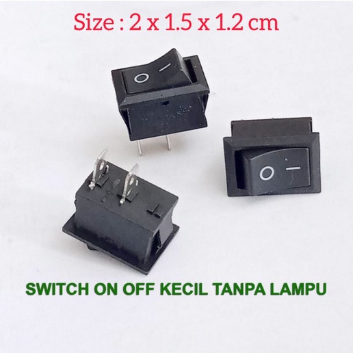 Jual saklar hitam mini rocker switch mini saklar 2pin tanpa lampu 6A ...