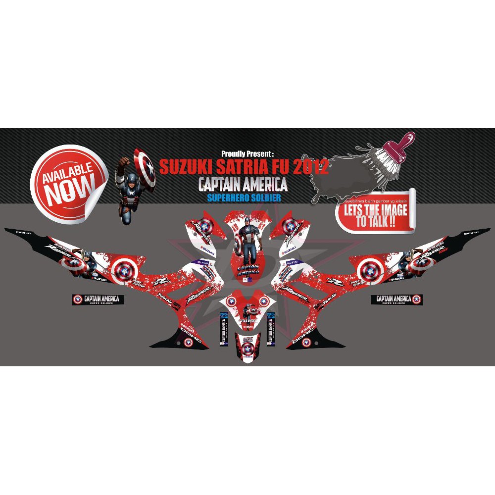 Jual sticker motor satria fu full body captain amerika putih Limited ...