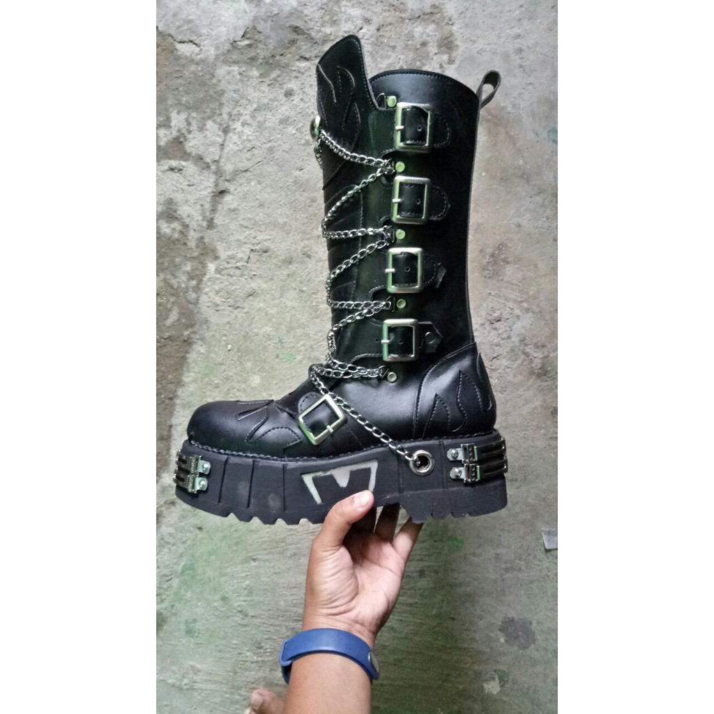 Jual Punk Rock Metal Boots Original | Sepatu Rockstar Full Rantai Untuk ...