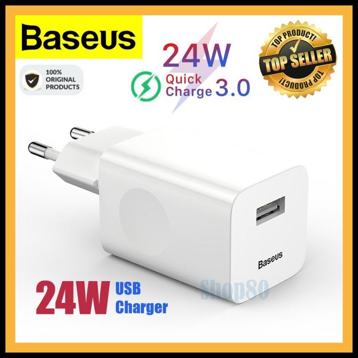 Jual Baseus Adaptor 24W USB Charger QC 3.0 Fast Charging Quick Charge ...