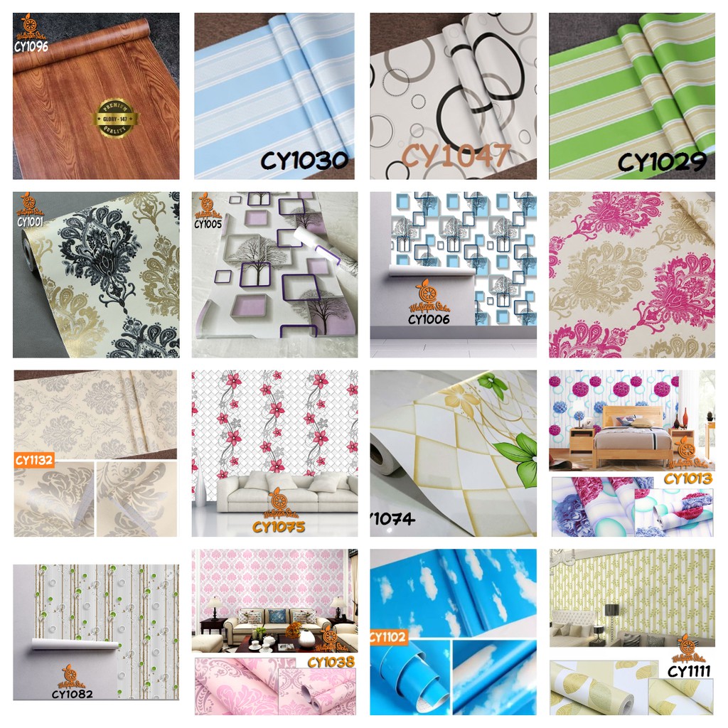 Jual Wallpaper Dinding Stiker CY Size 45cm x 8 meter Motif Varian Bahan ...
