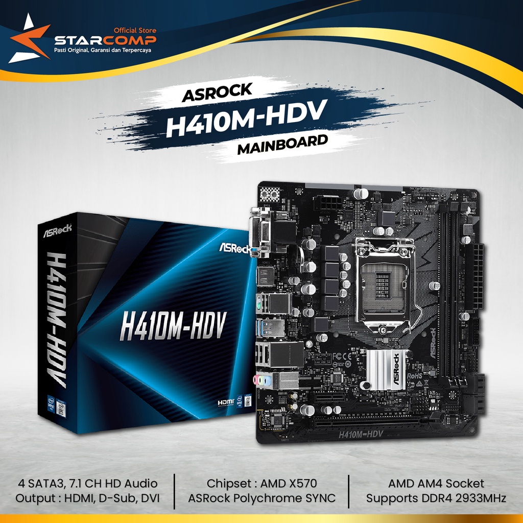 Jual ASRock H410M-HVS LGA1200 DDR4, USB3.2 SATA3 H410 | Shopee Indonesia
