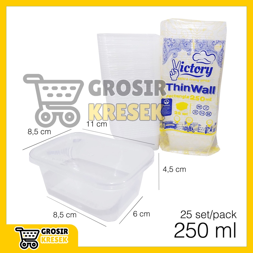 Jual [DISC] T001 Thin Wall Victory Rectangle ukuran 250 ml - Food Container Kotak Nasi Thinwall ...