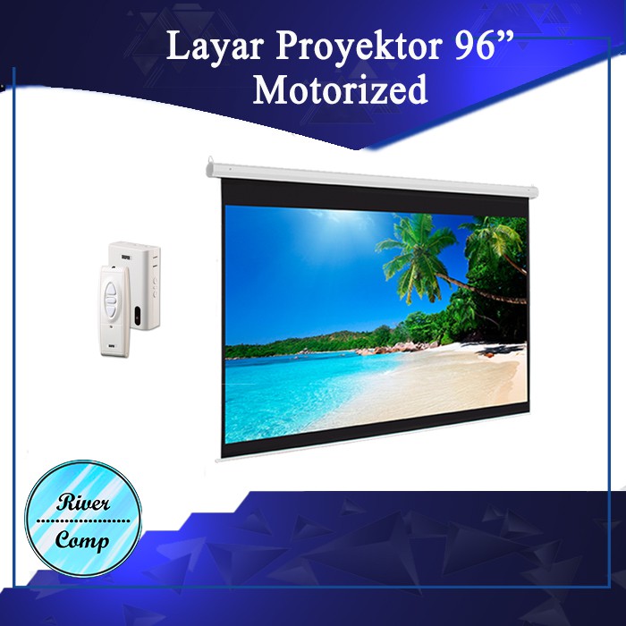 Jual Screen Projector Motorized 96" (244x244cm) | Layar Proyektor 96 ...