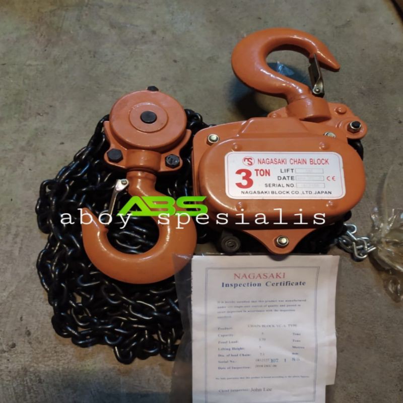 Jual chain block nagasaki 3 ton x 10 meter-chain block takel manual 3 ...